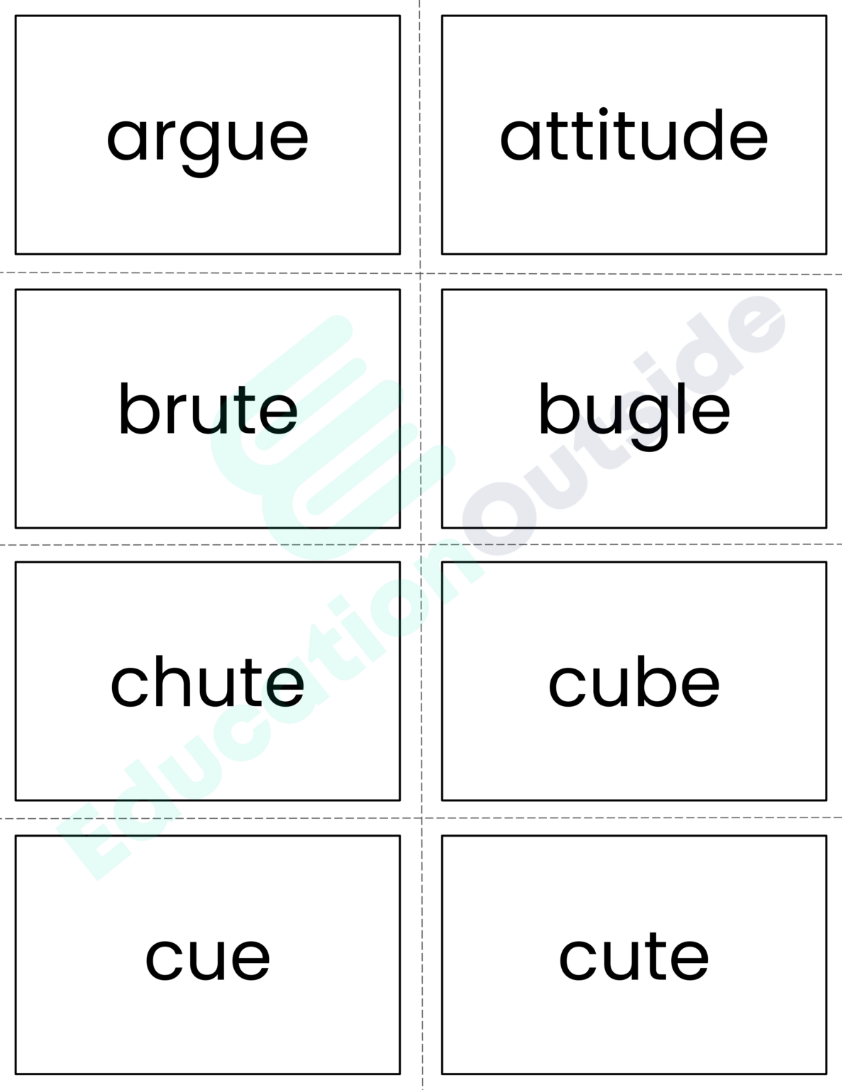 Long u Flashcards - No Prep - Print and Practice