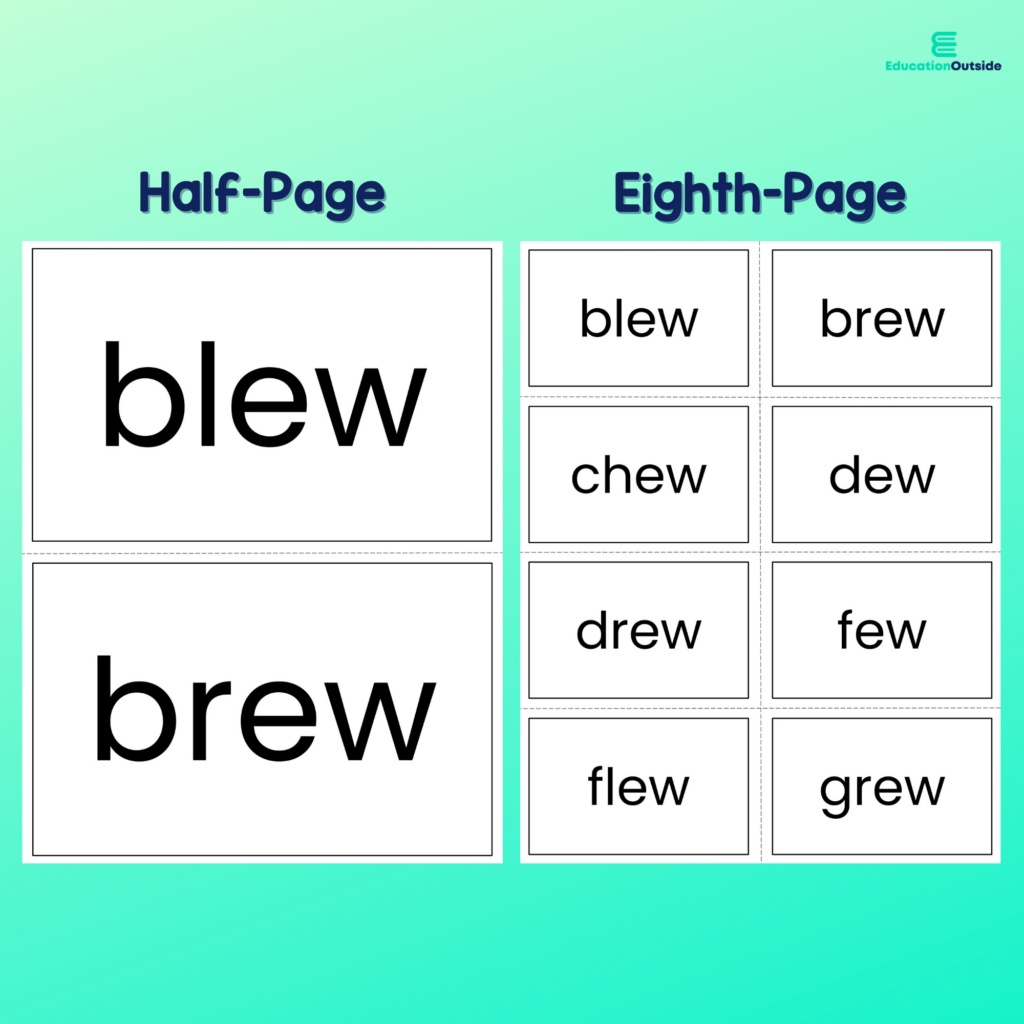 Long u Vowel Teams Flashcards - 3 Sizes Included - No Prep!