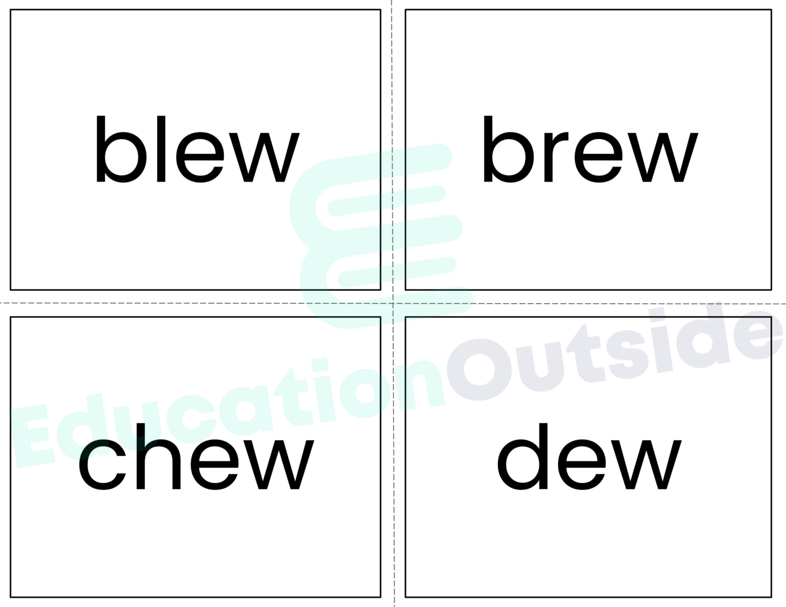 Long u Vowel Teams Flashcards - 3 Sizes Included - No Prep!