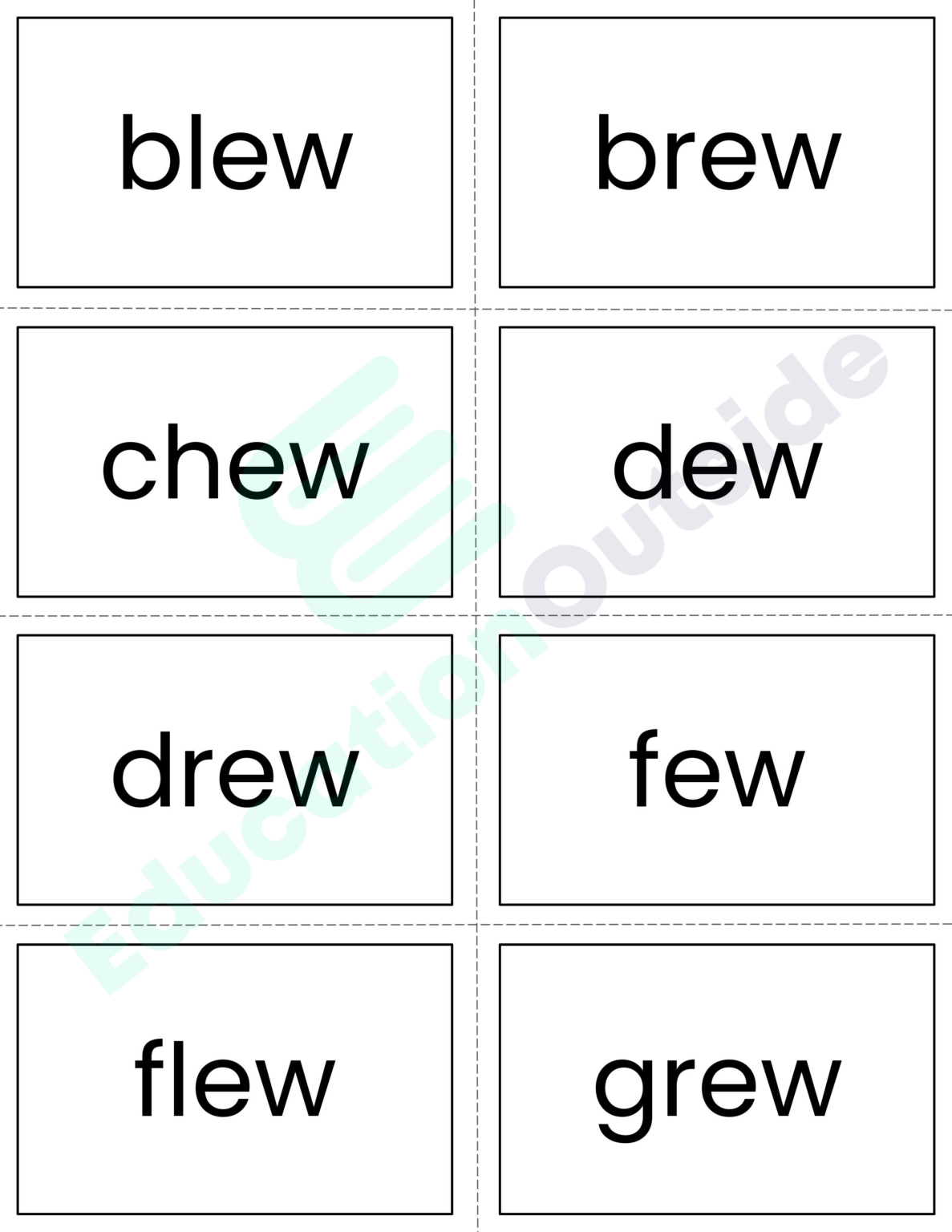 Long u Vowel Teams Flashcards - 3 Sizes Included - No Prep!
