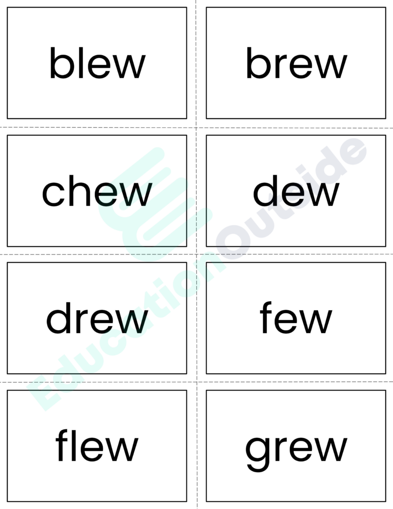Long u Vowel Teams Flashcards - 3 Sizes Included - No Prep!