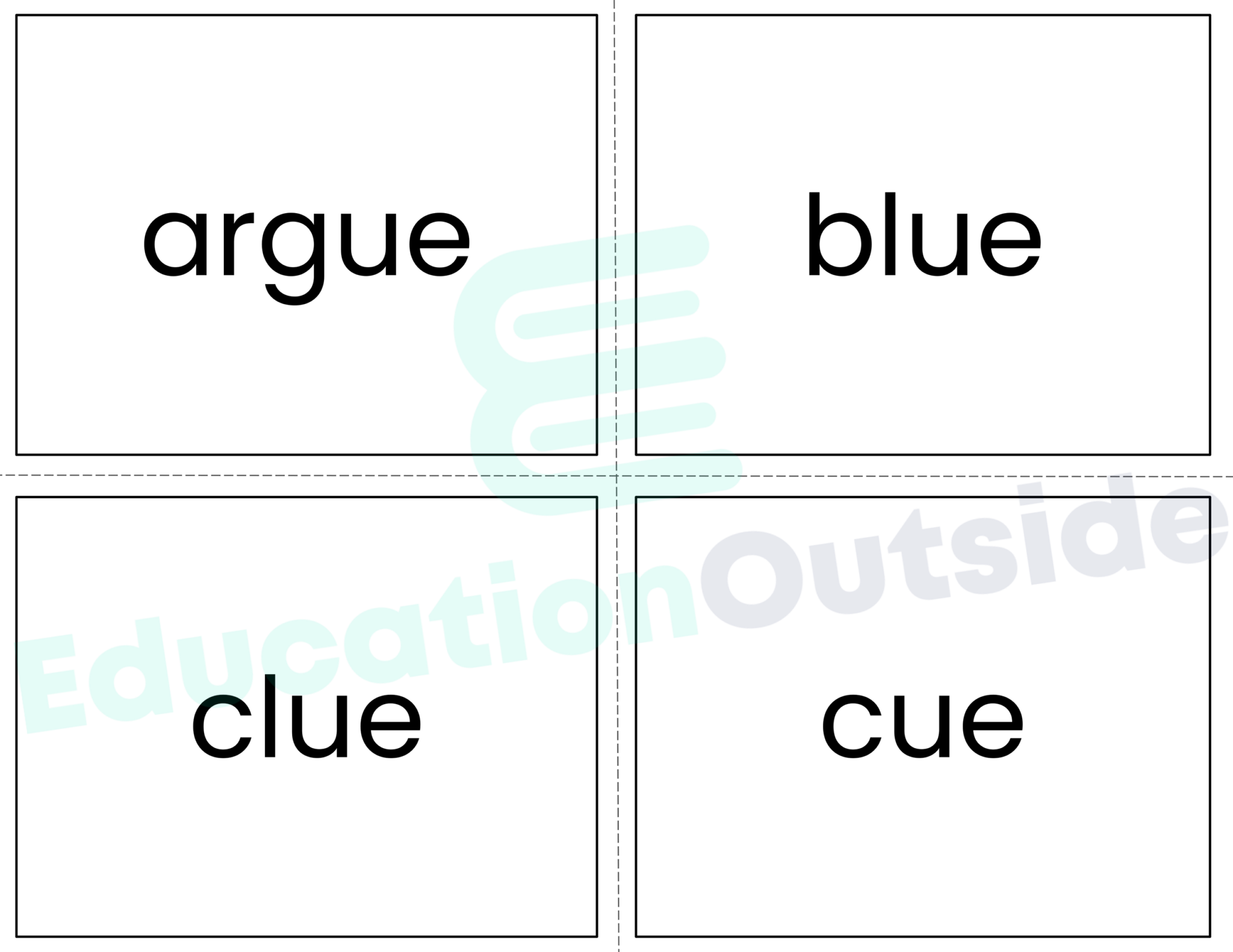 Long u Word Family Flashcards (-une, -ute, -ue, -ube, -ew, u-) - 3 ...