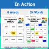 Pre-K Sight Words Bingo - 8 and 24 Square Grids Included!