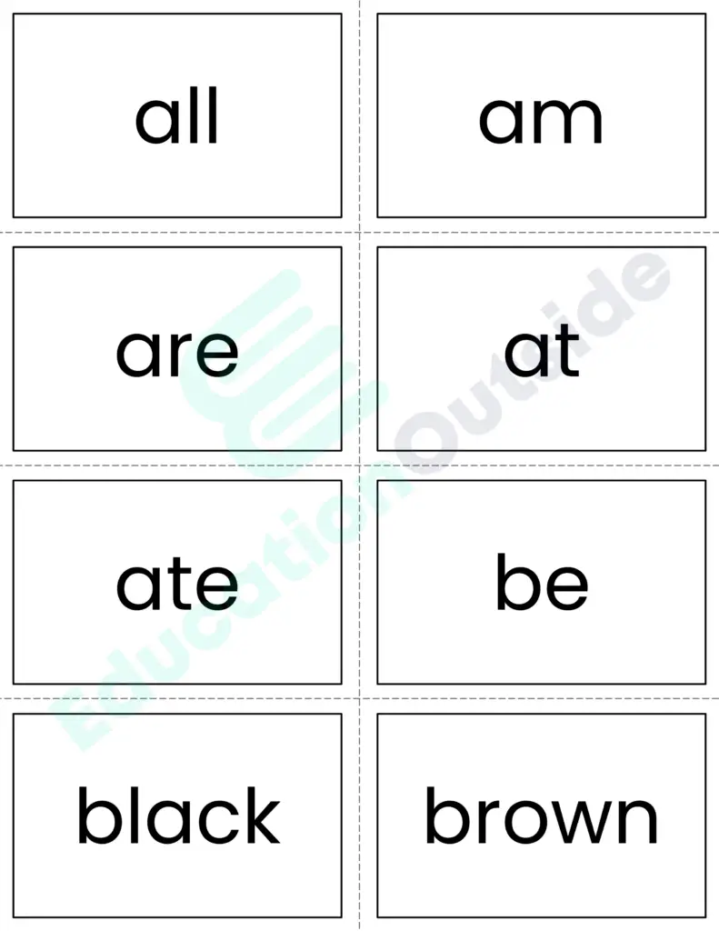 Kindergarten Primer Sight Word Bingo - 8 and 24 Square Grids Included!