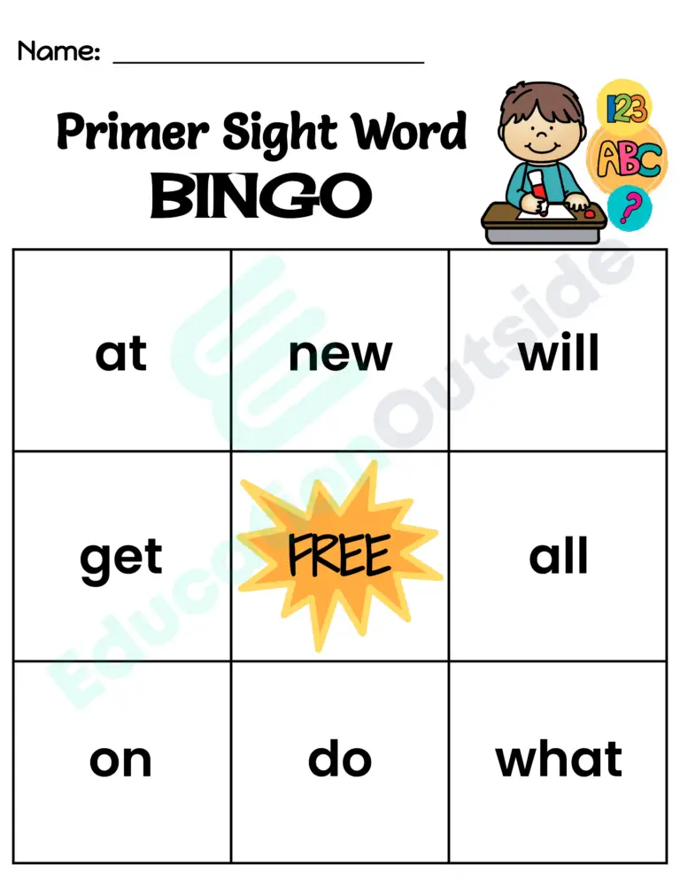 Kindergarten Primer Sight Word Bingo - 8 and 24 Square Grids Included!