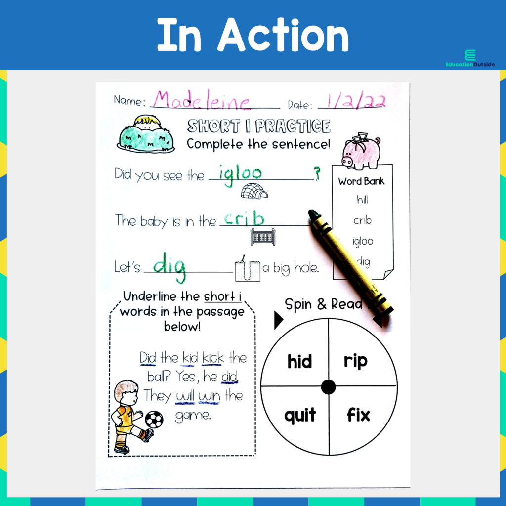 Short Vowel i Worksheets - No Prep - Print and Practice