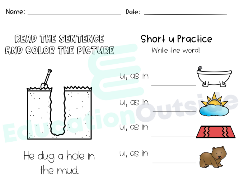 Short Vowel u Worksheets - No Prep - Print and Practice