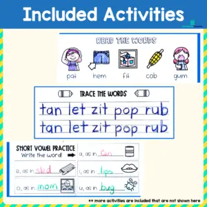 Short Vowel Worksheets (a, e, i, o, u) - Color and B&W Versions!