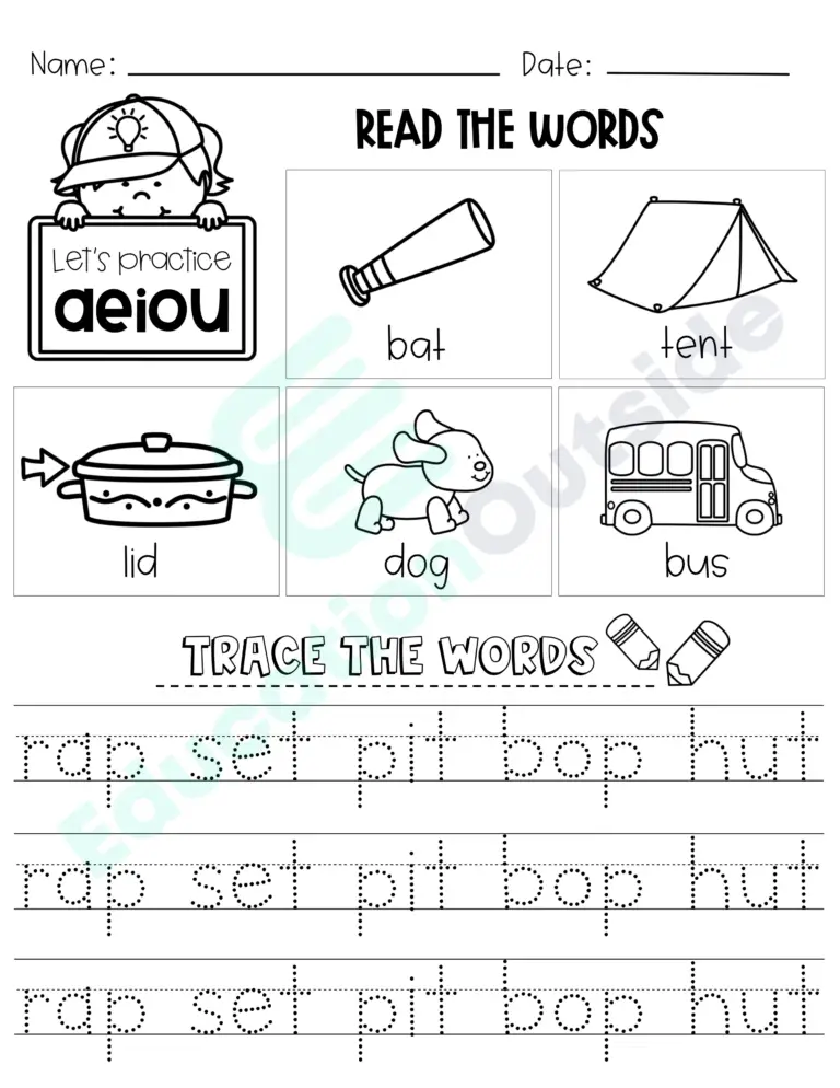 Short Vowel Worksheets (a, e, i, o, u) - Color and B&W Versions!