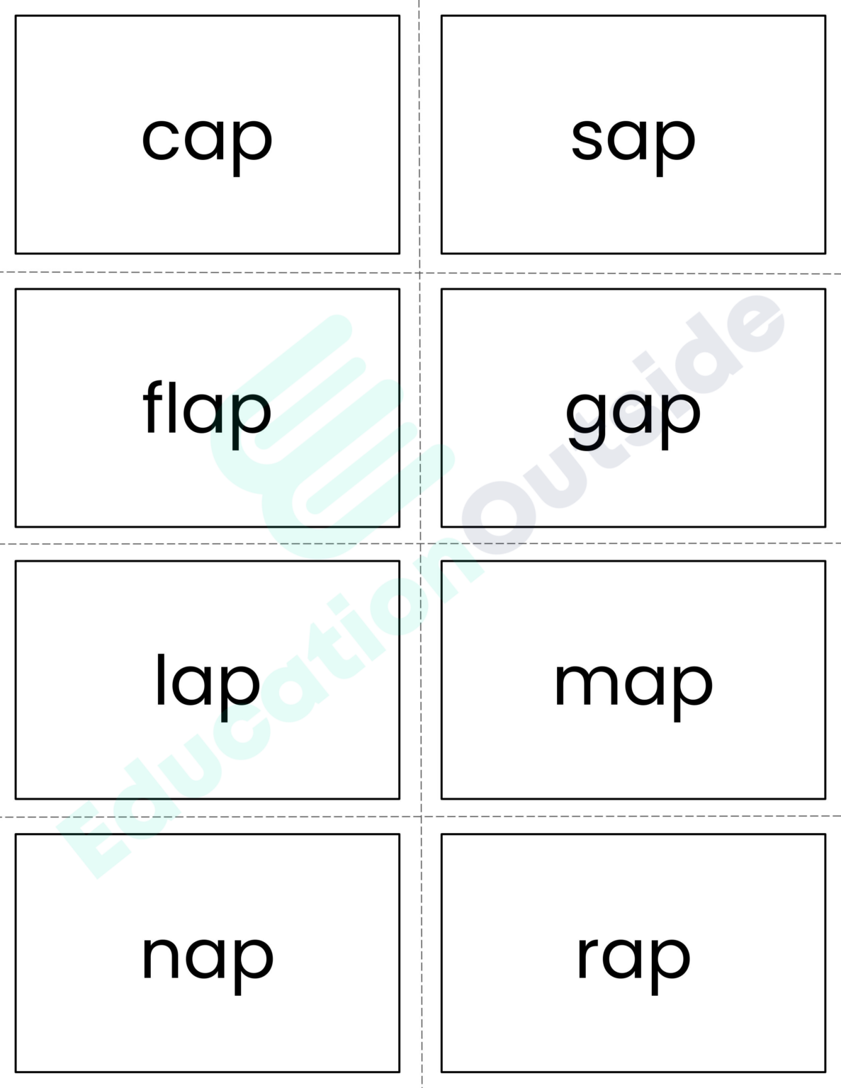 Short a Word Family Flashcards (-ap, -an-, -am, -ad, -ag) - 3 Sizes ...