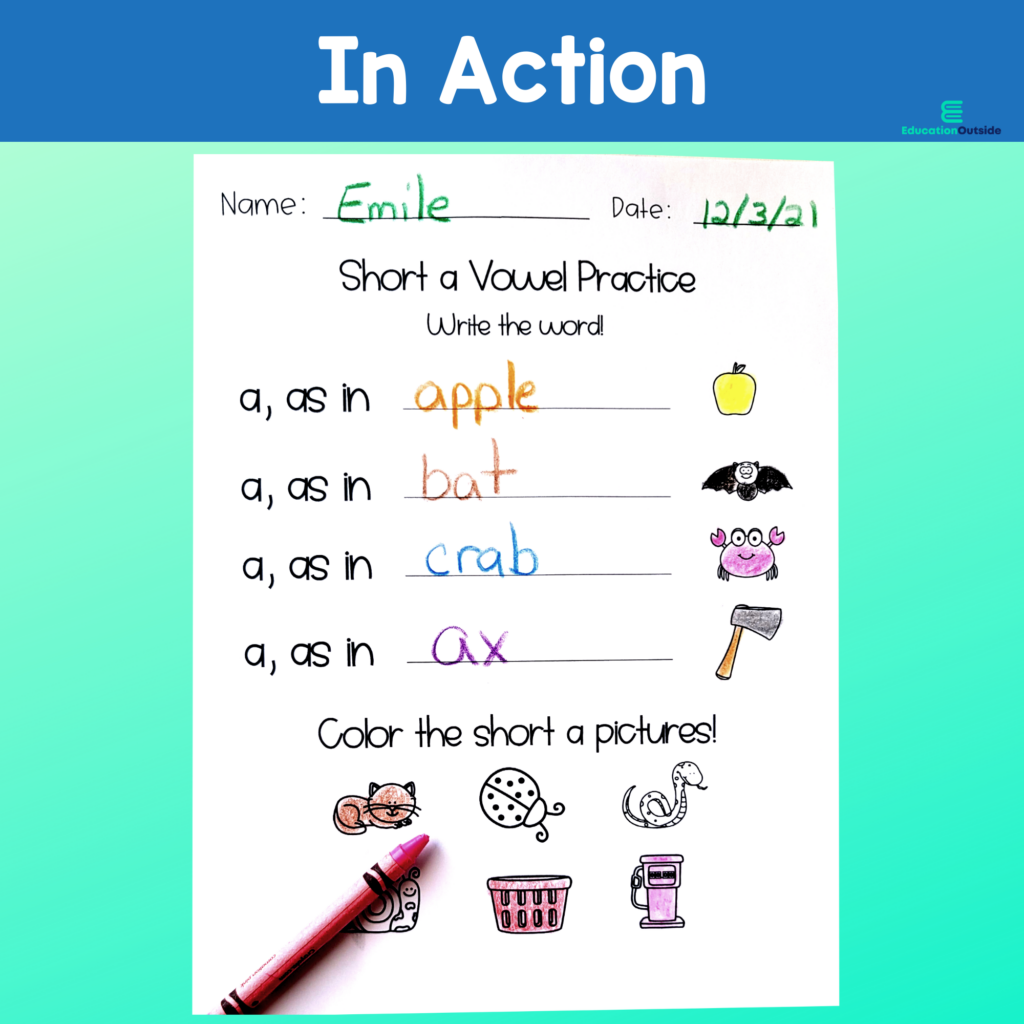 Short Vowel a Worksheets - No Prep - Print and Practice
