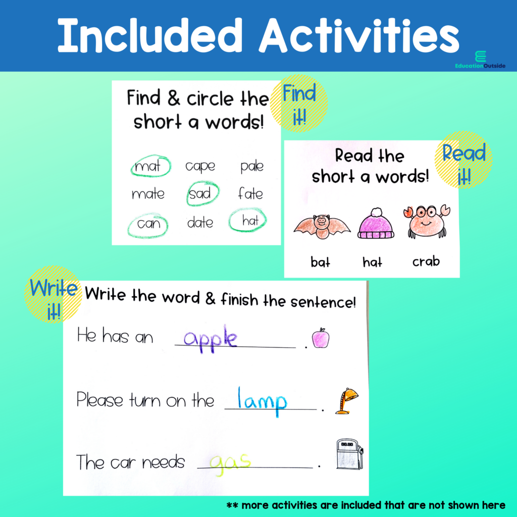 Short Vowel a Worksheets - No Prep - Print and Practice