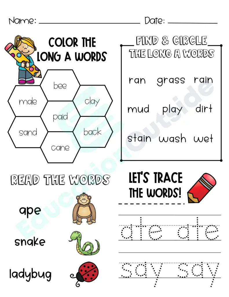 Short & Long a Worksheet Packet - Color and Black and White Versions!