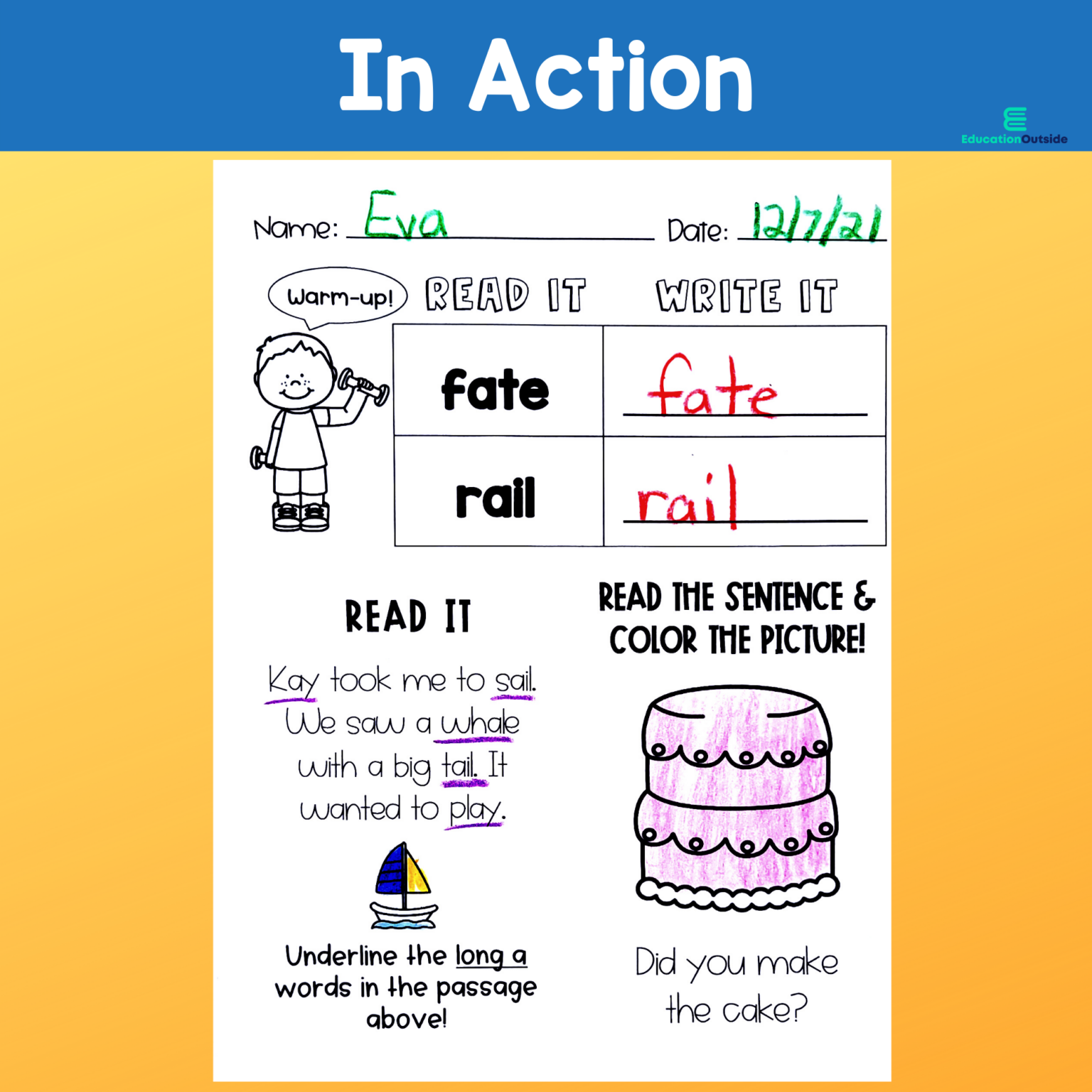 Short & Long a Worksheet Packet - Color and Black and White Versions!