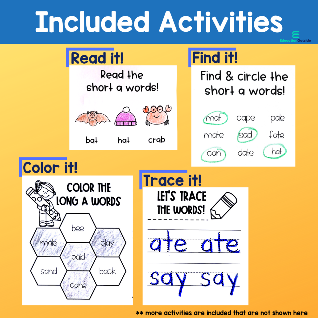 Short & Long a Worksheet Packet - Color and Black and White Versions!