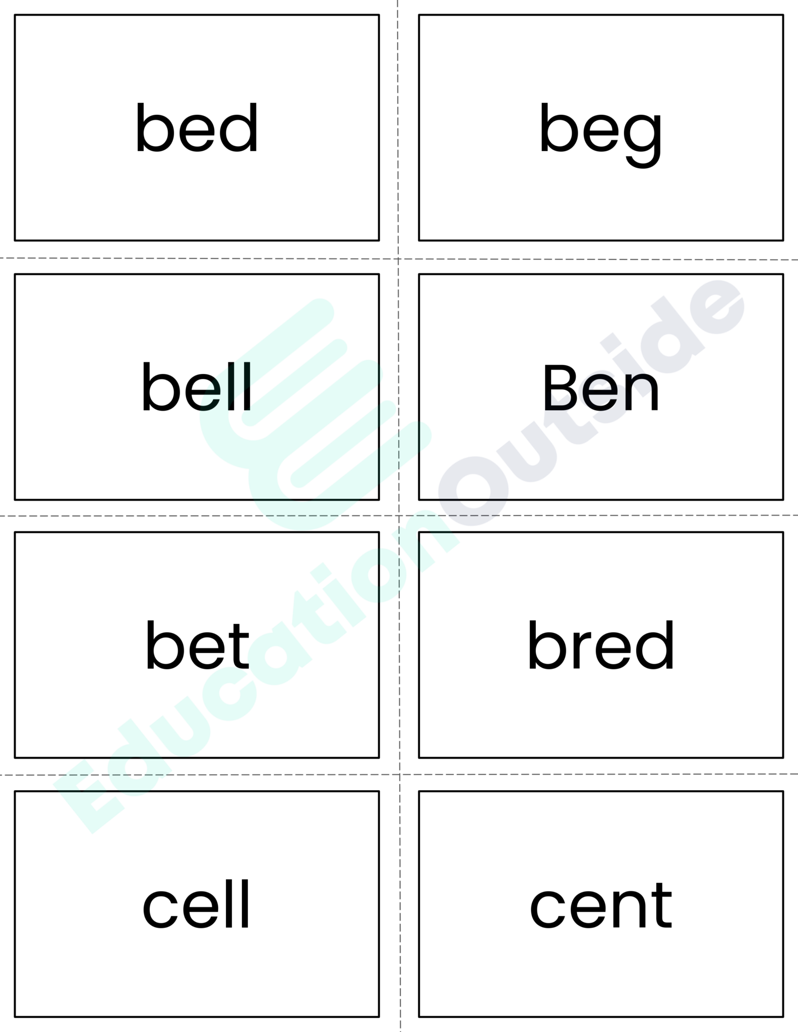 Short e Flashcards - 3 Sizes Included!