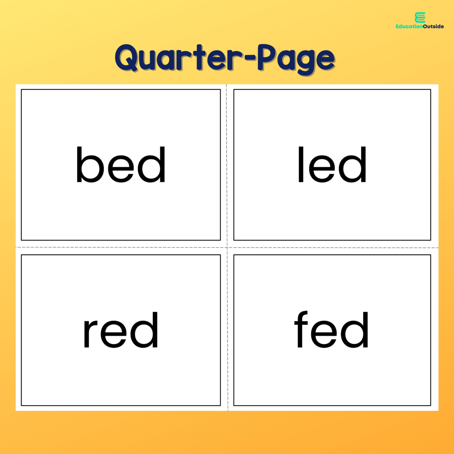 Short e Word Family Flashcards (-ed, -en, -et, -ell, -em, -eg) - 3 ...