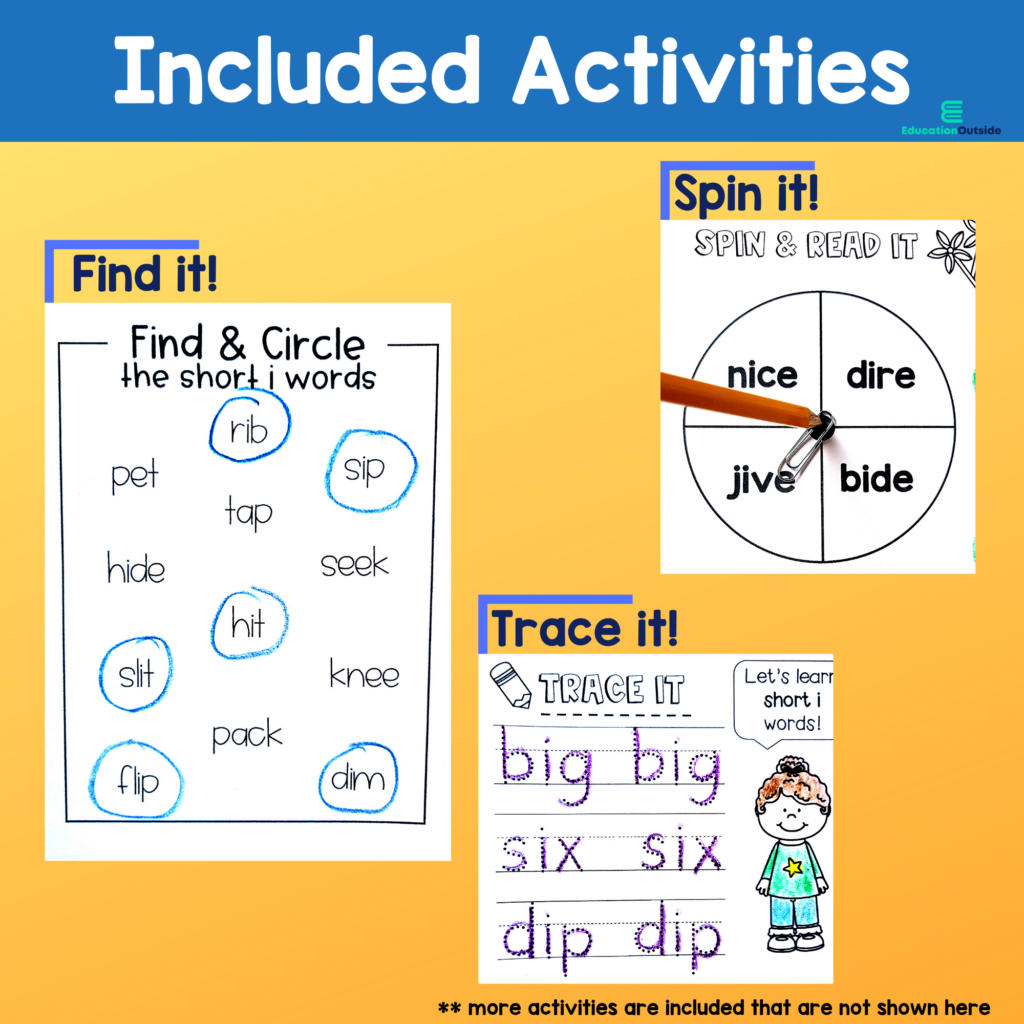 Short & Long i Worksheet Packet - 20 Worksheets Included!