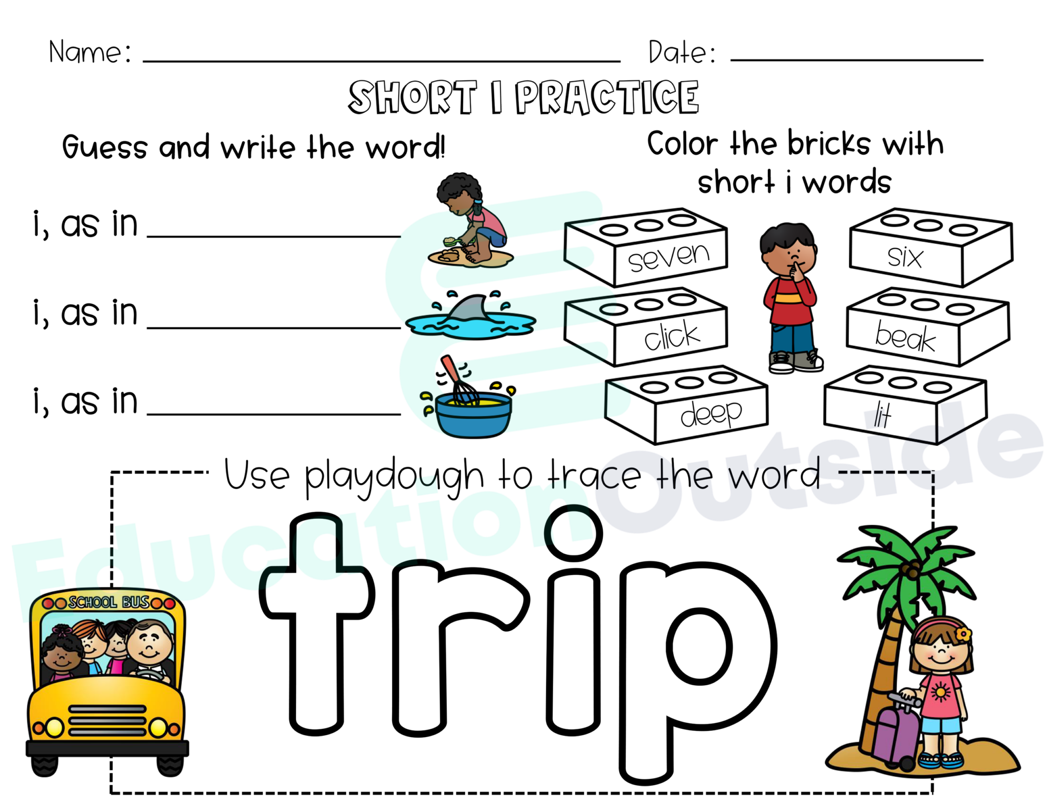 Short & Long i Worksheet Packet - 20 Worksheets Included!