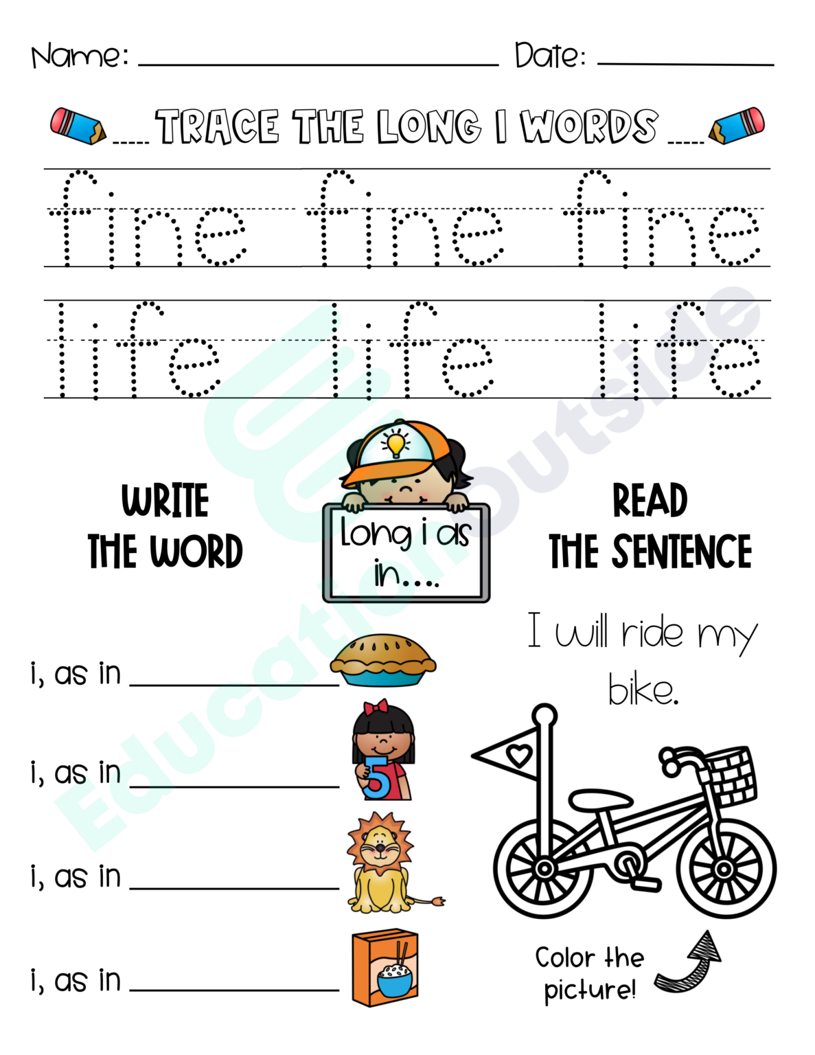 Short & Long i Worksheet Packet - 20 Worksheets Included!
