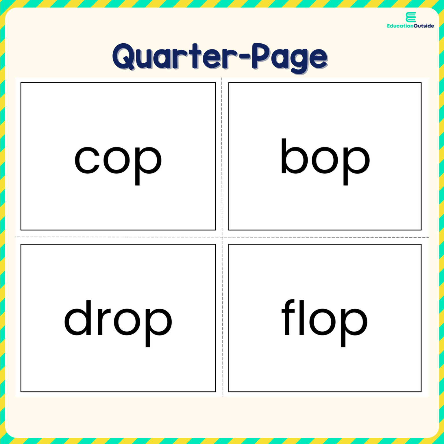 Short o Word Family Flashcards (-op, -ot, -ock, -ox, -od, -og) - 3 ...