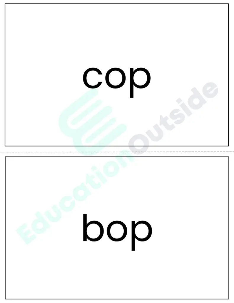 Short o Word Family Flashcards (-op, -ot, -ock, -ox, -od, -og) - 3 ...