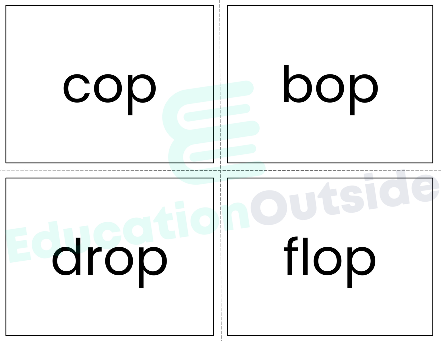 Short o Word Family Flashcards (-op, -ot, -ock, -ox, -od, -og) - 3 ...