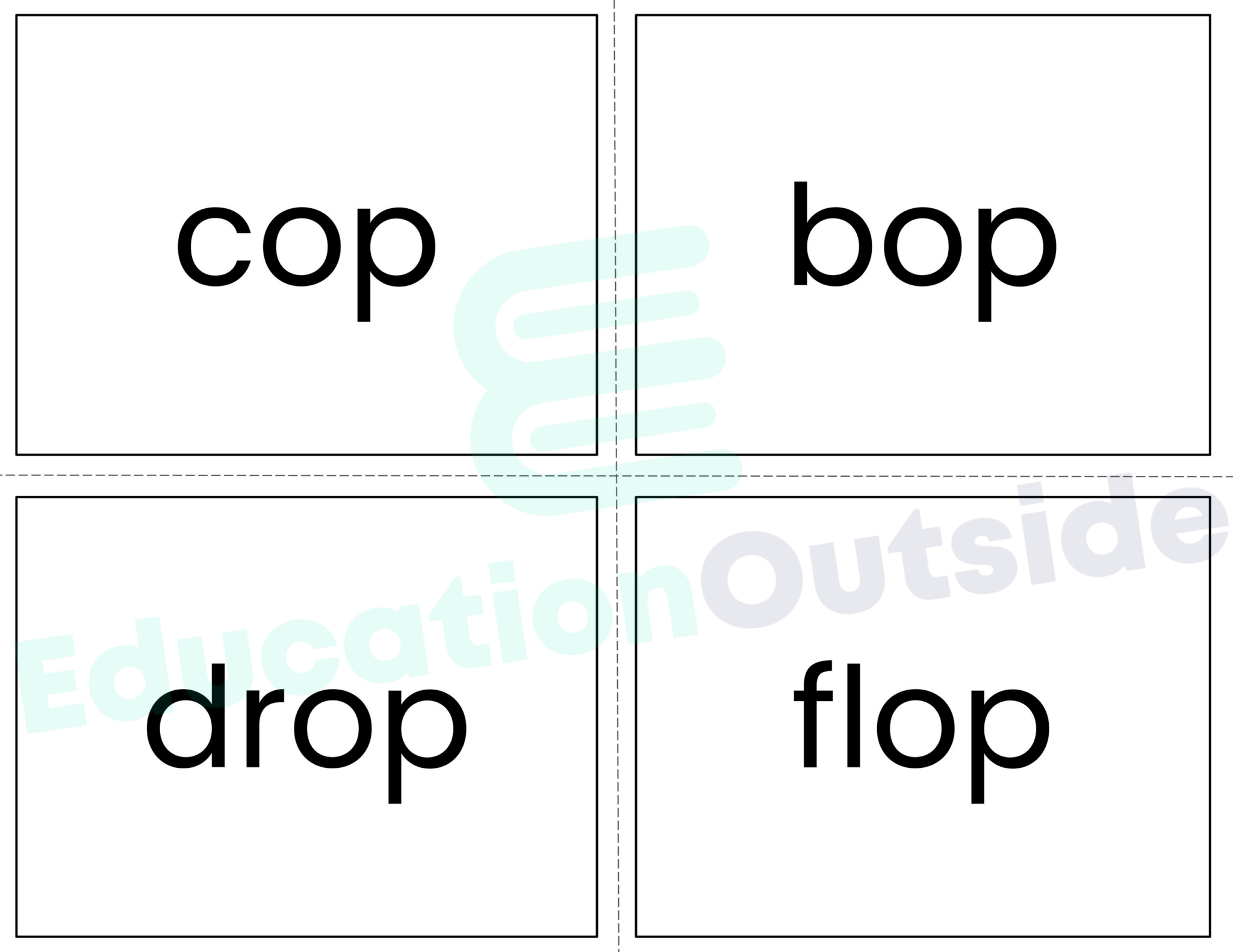 Short o Word Family Flashcards (-op, -ot, -ock, -ox, -od, -og) - 3 ...