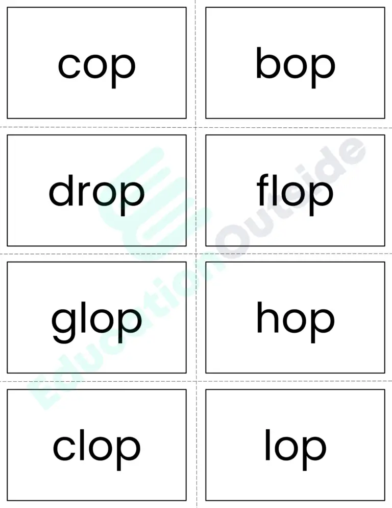 Short o Word Family Flashcards (-op, -ot, -ock, -ox, -od, -og) - 3 ...