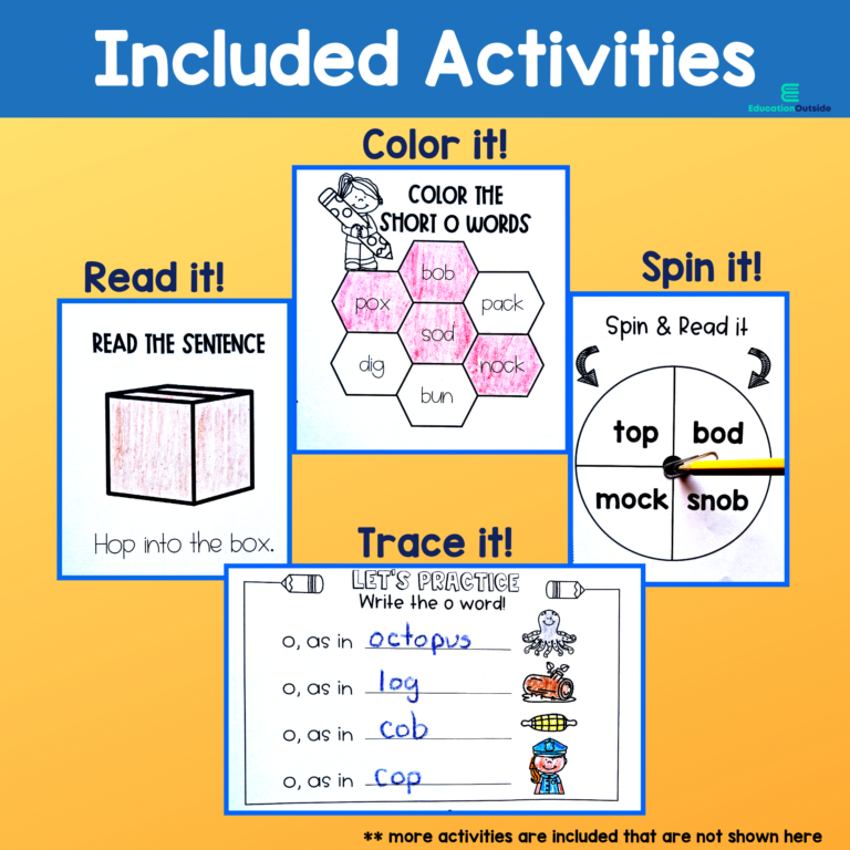 Short Vowel o Worksheets - No Prep - Print and Practice