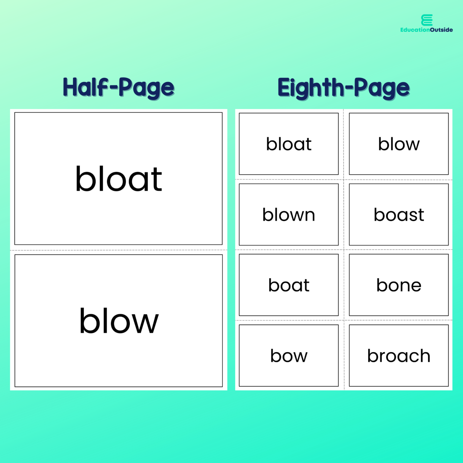 Short o & Long o Vowel Flashcard Packet - 3 Sizes Included!