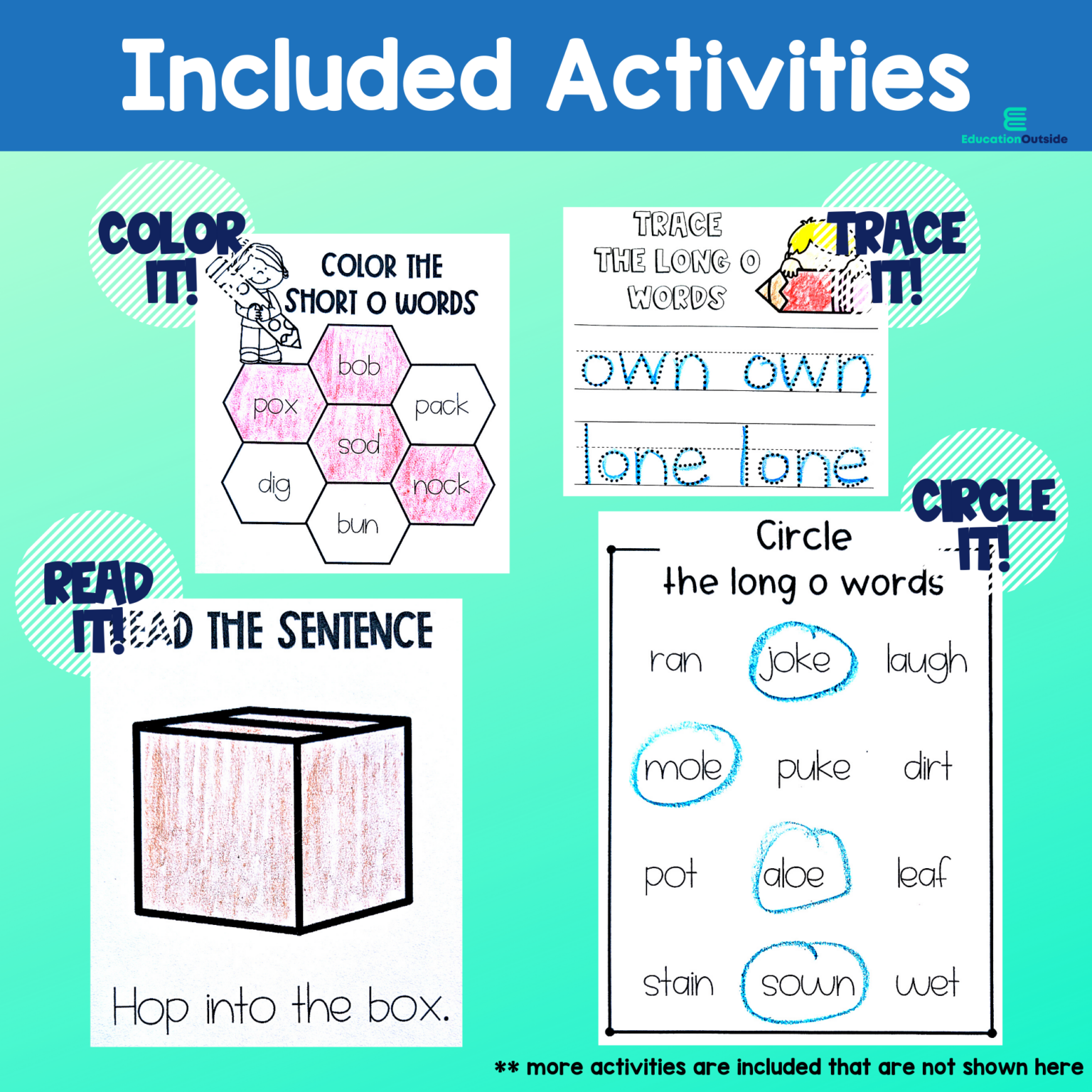 Short & Long o Worksheet Packet - 20 Worksheets Included!