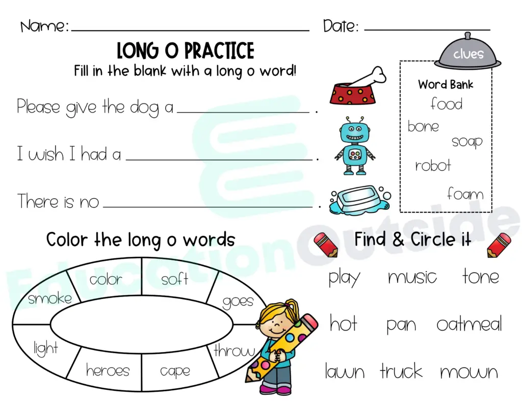 Short & Long o Worksheet Packet - 20 Worksheets Included!