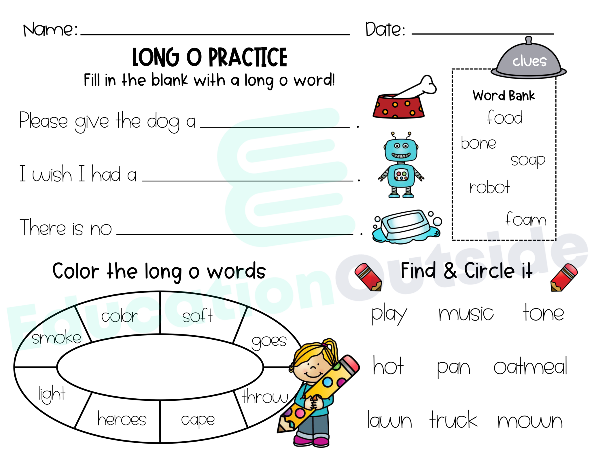Short & Long o Worksheet Packet - 20 Worksheets Included!
