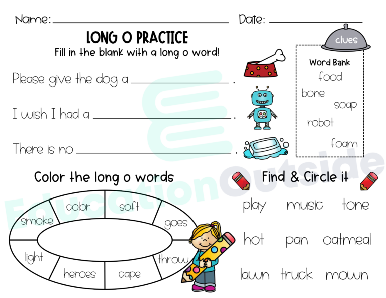 Short & Long o Worksheet Packet - 20 Worksheets Included!