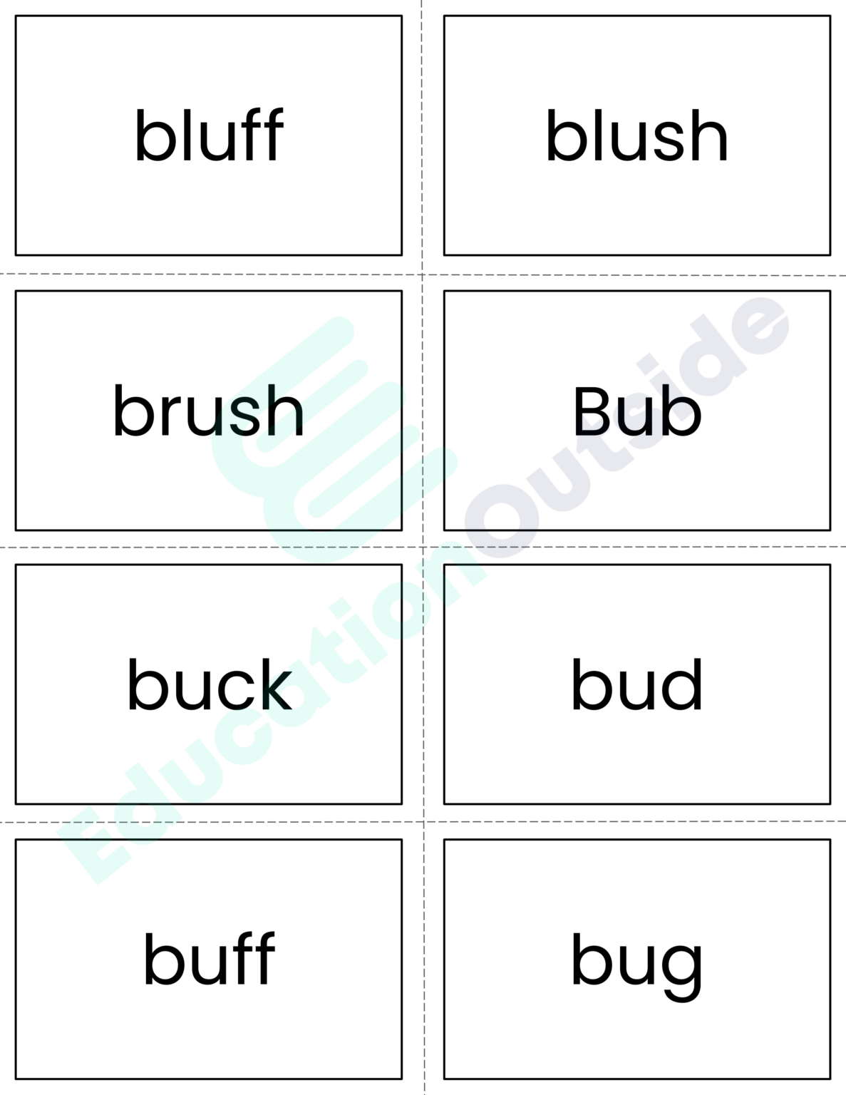 Short u Flashcards - 3 Sizes Included!