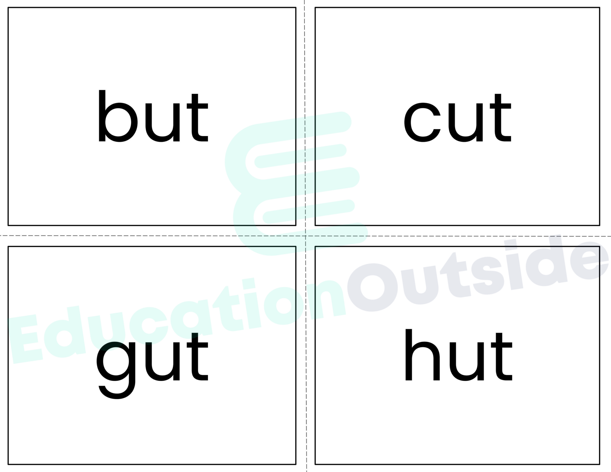 Short u Word Family Flashcards (-ut, -ug, -uck, -ush, -ub) - 3 Sizes ...