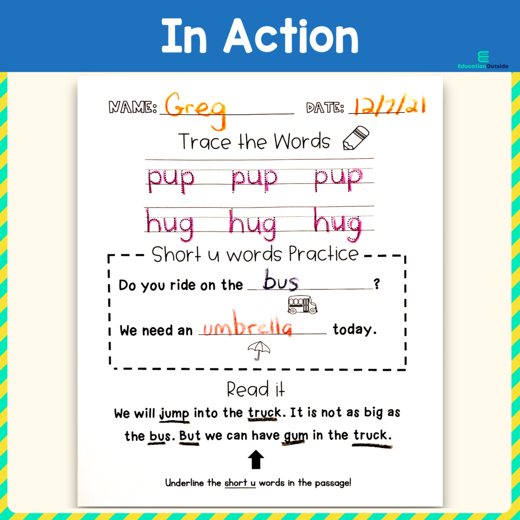Short Vowel u Worksheets - No Prep - Print and Practice