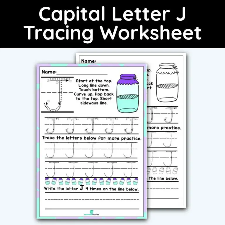 Capital Letter J - Tracing Worksheet