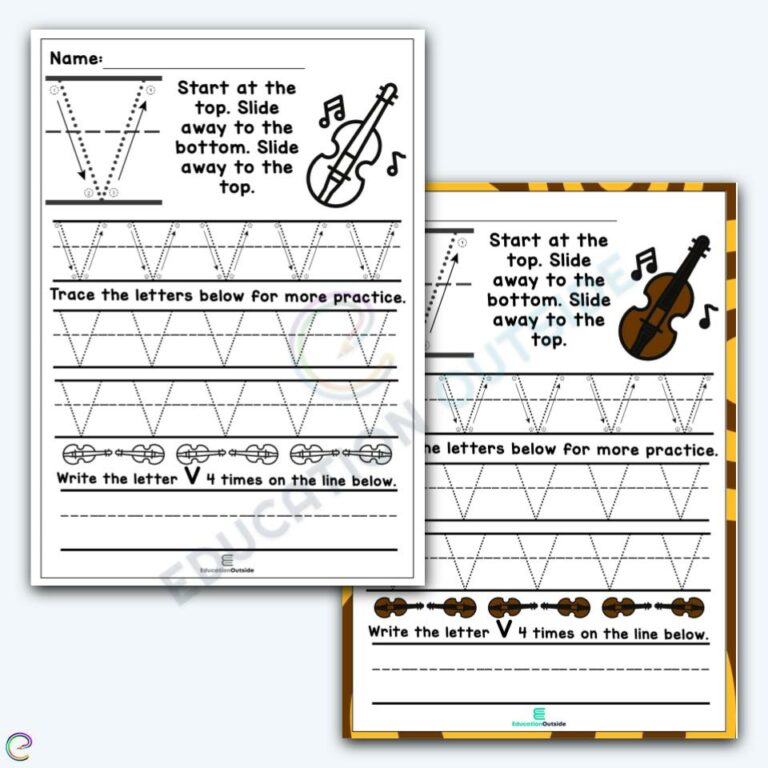 Capital Letter V - Tracing Worksheet