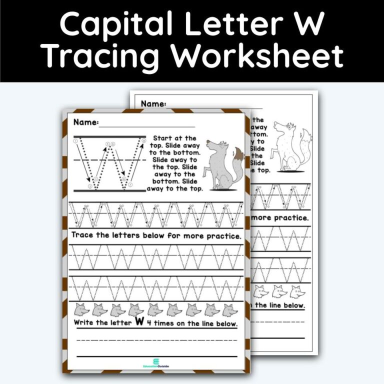 Capital Letter W - Tracing Worksheet