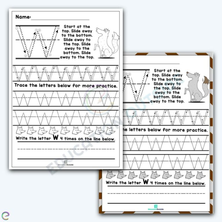 Capital Letter W - Tracing Worksheet