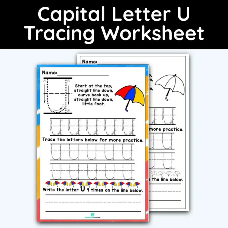 Capital Letter U - Tracing Worksheet