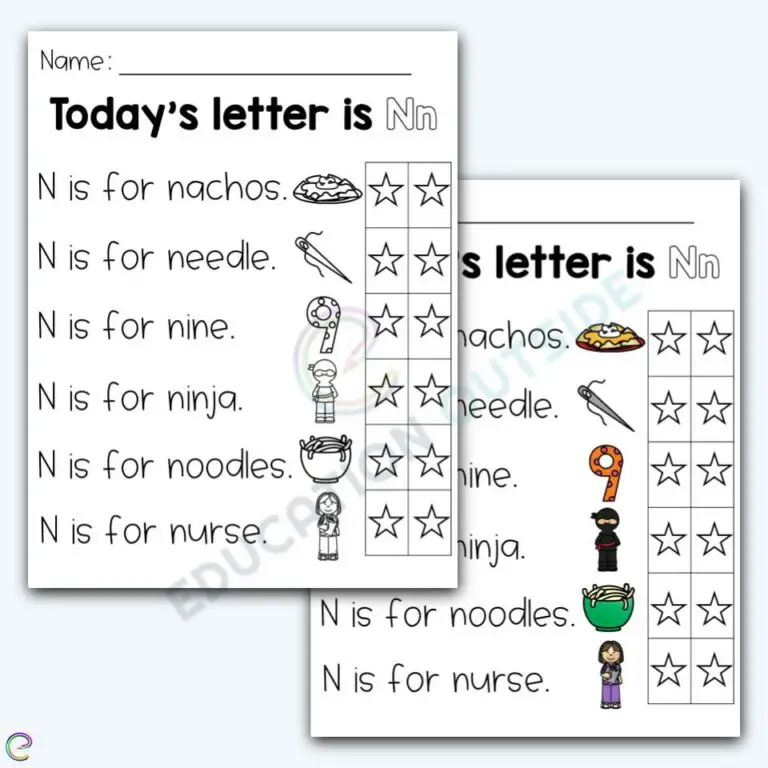Letter N - Basic Sentences Worksheet