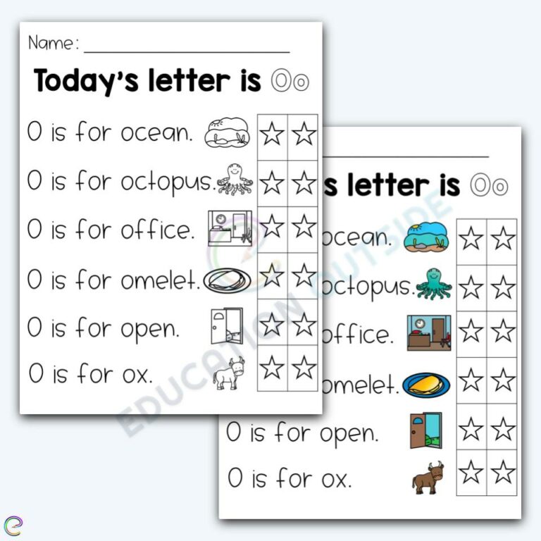 Letter O - Basic Sentences Worksheet