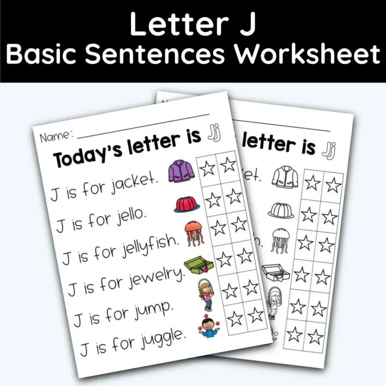 Letter J - Basic Sentences Worksheet