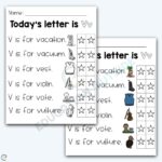Letter V - Basic Sentences Worksheet