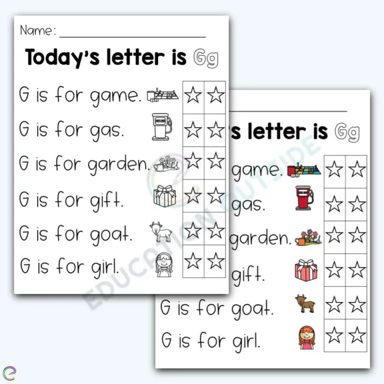 Letter G - Basic Sentences Worksheet