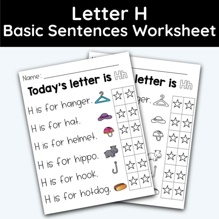 Letter H - Basic Sentences Worksheet