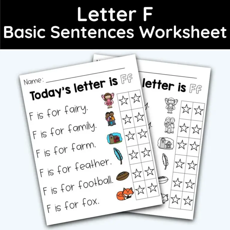 Letter F - Basic Sentences Worksheet